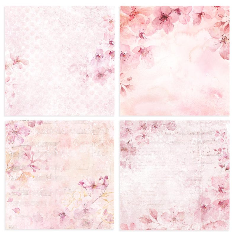 Blush Pink Watercolor Floral Digital Paper Pack Pale Pink Flower ...