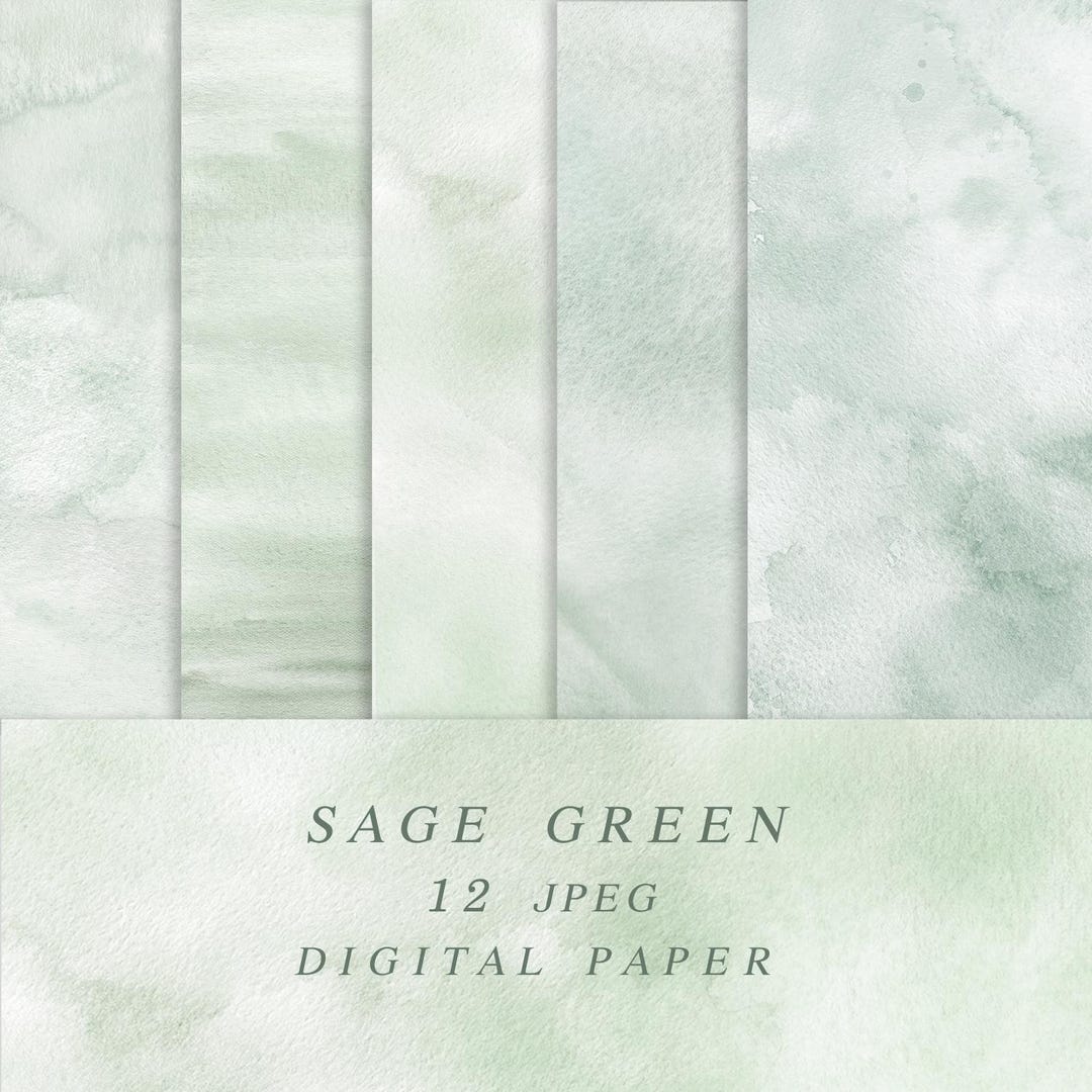 Watercolor Digital Paper, Sage Green Background Watercolour, Light ...
