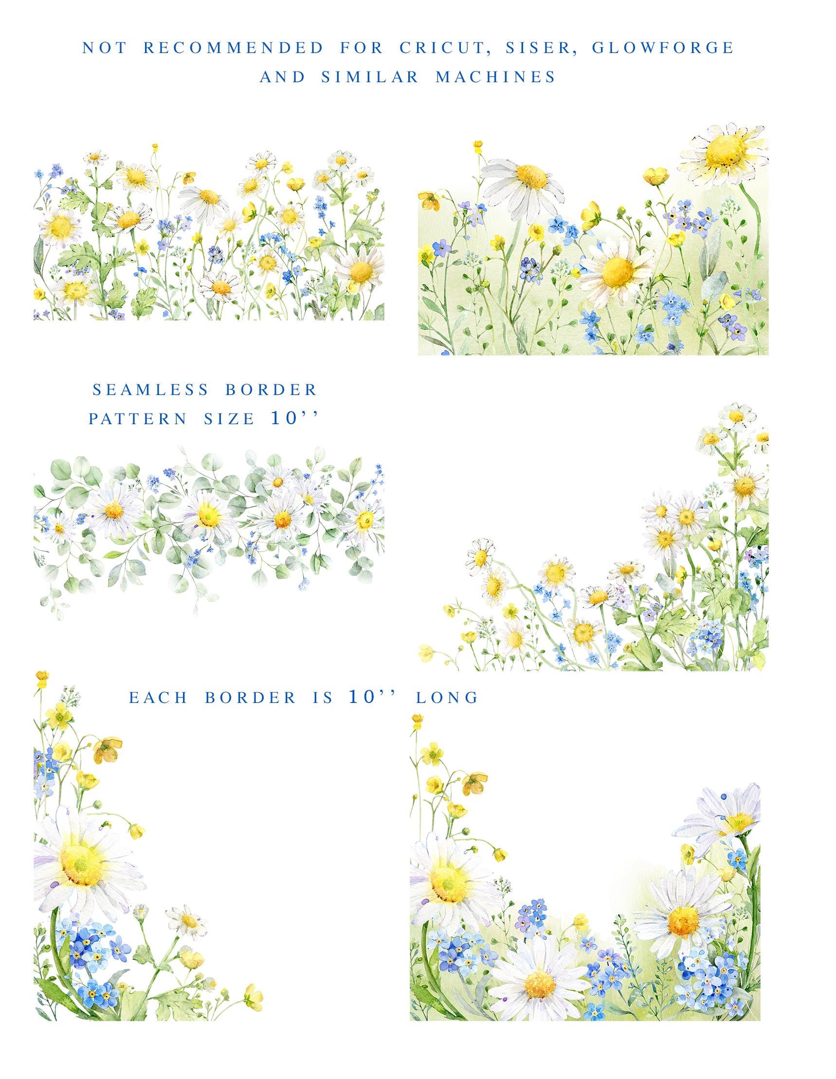 Watercolor Daisy Clipart, Watercolour Wildflowers Clip Art, Forget Me ...