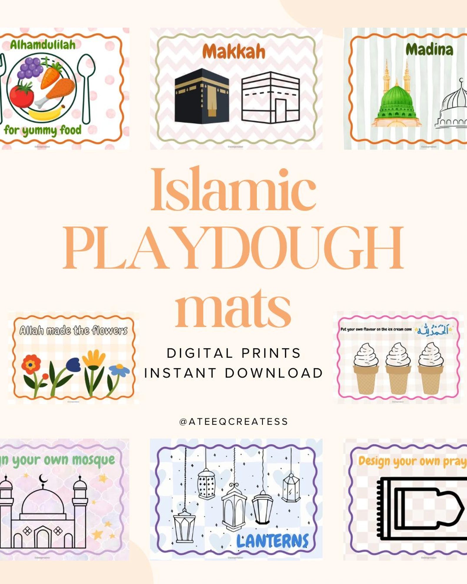 Islamic Playdough Mats for Muslim Kids Activity Playdough Mat Fine ...