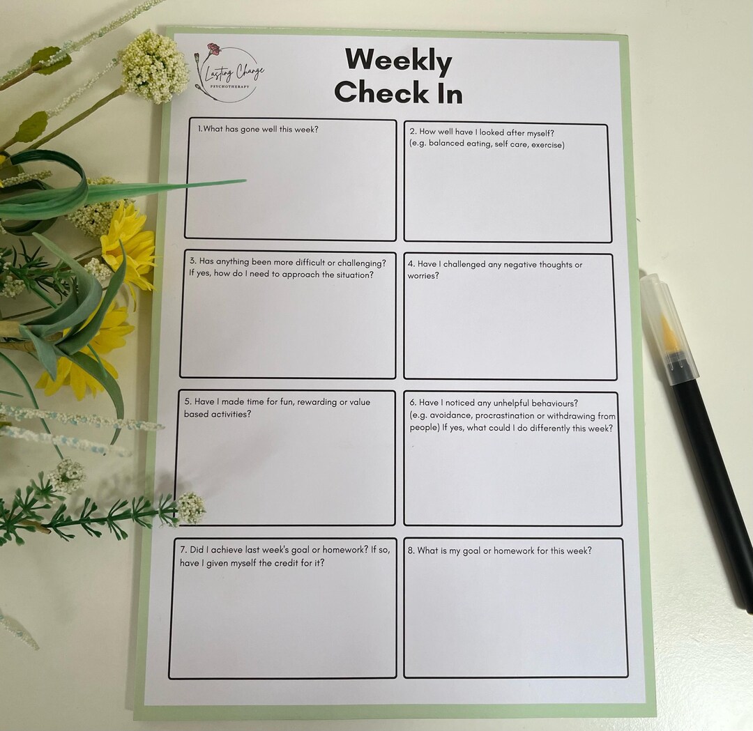 Weekly Check in Desk Pad | Therapist Developed | 52 Pages - Etsy UK