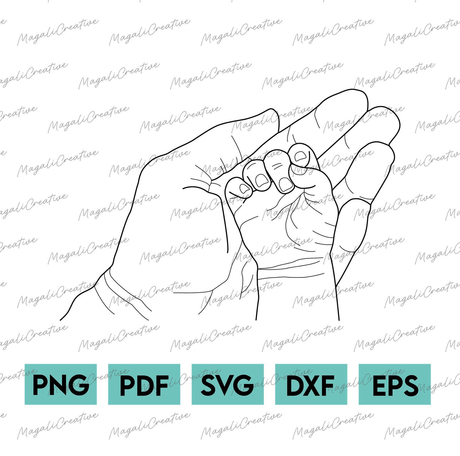 Baby Hand in Adult Hand - SVG DXF PNG - Parent Cricut Dad Mom Love ...