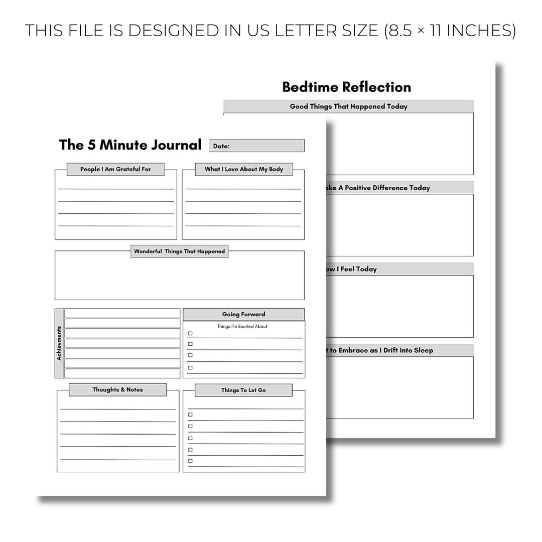 Gratitude Journal Printable | 5-minute Daily Reflection & Mindfulness ...