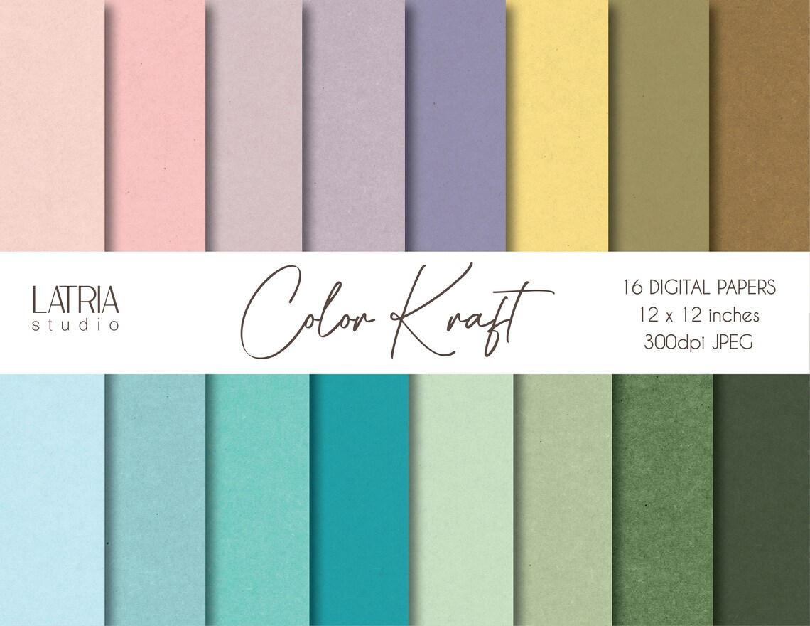Kraft Color Digital Papers, Cardboard Backgrounds, Color Scrapbook ...