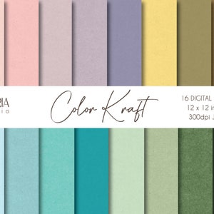 Kraft Color Digital Papers, Cardboard Backgrounds, Color Scrapbook ...