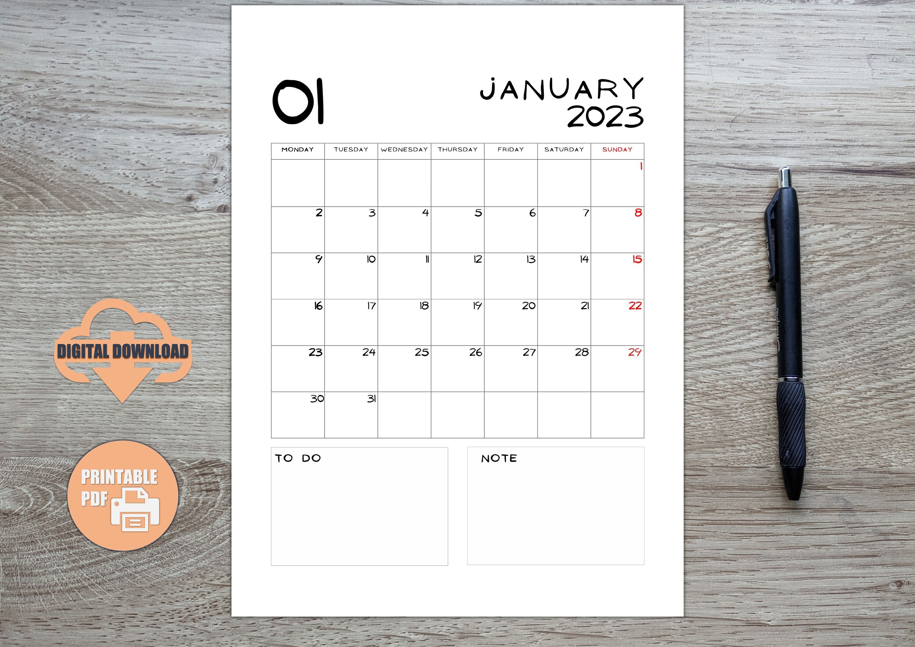 2023 Calendar | Printable Calendar | 2023 Monthly Planner | A5,A4,A3 ...