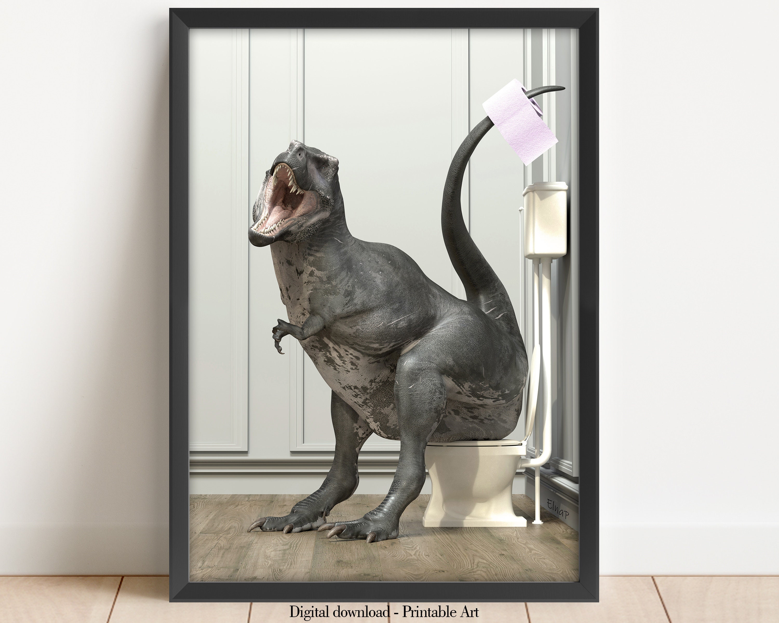 Dinosaur Sitting on the Toilet Dinosaur Photo Bathtub Animal - Etsy