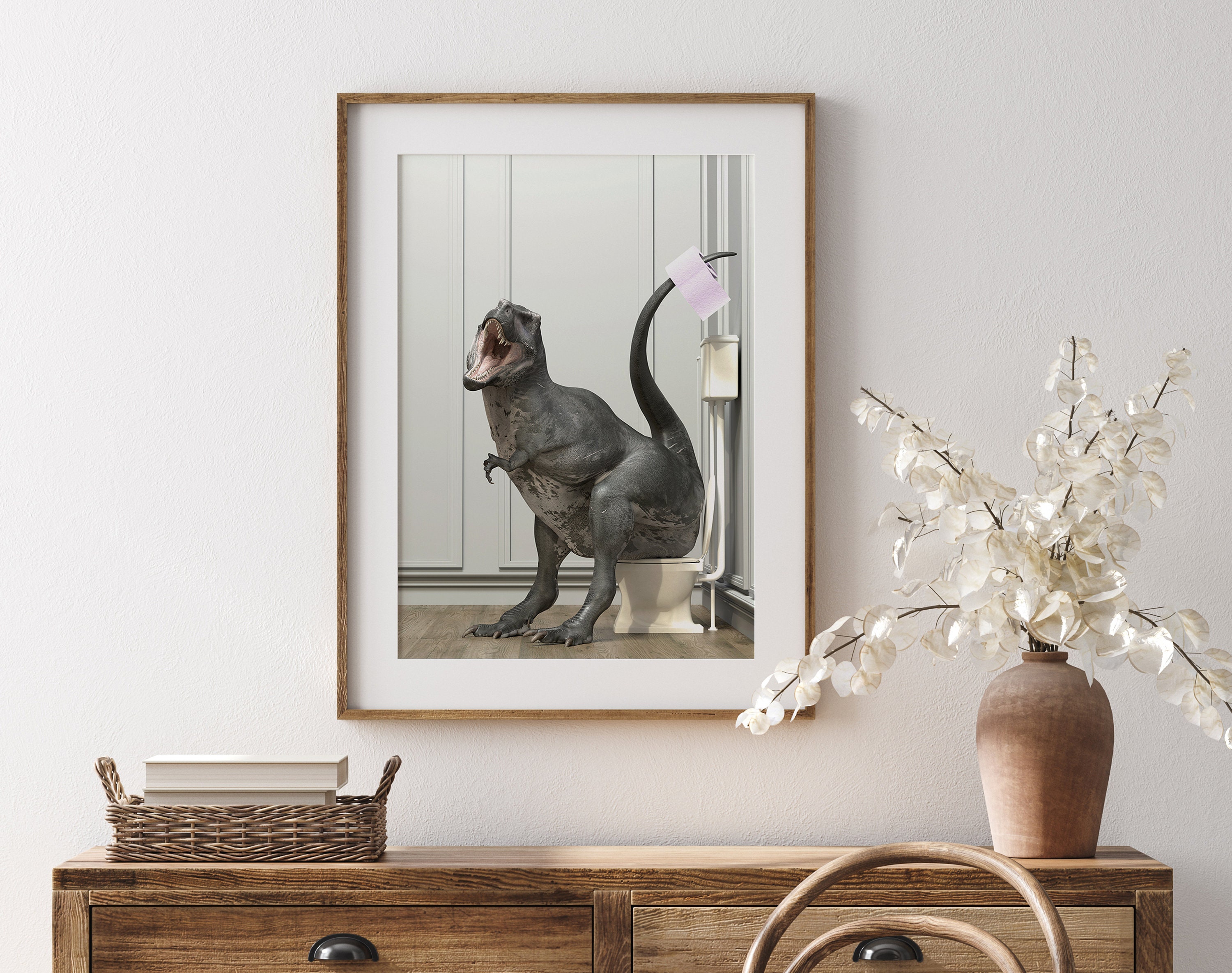 Dinosaur Sitting on the Toilet Dinosaur Photo Bathtub Animal - Etsy