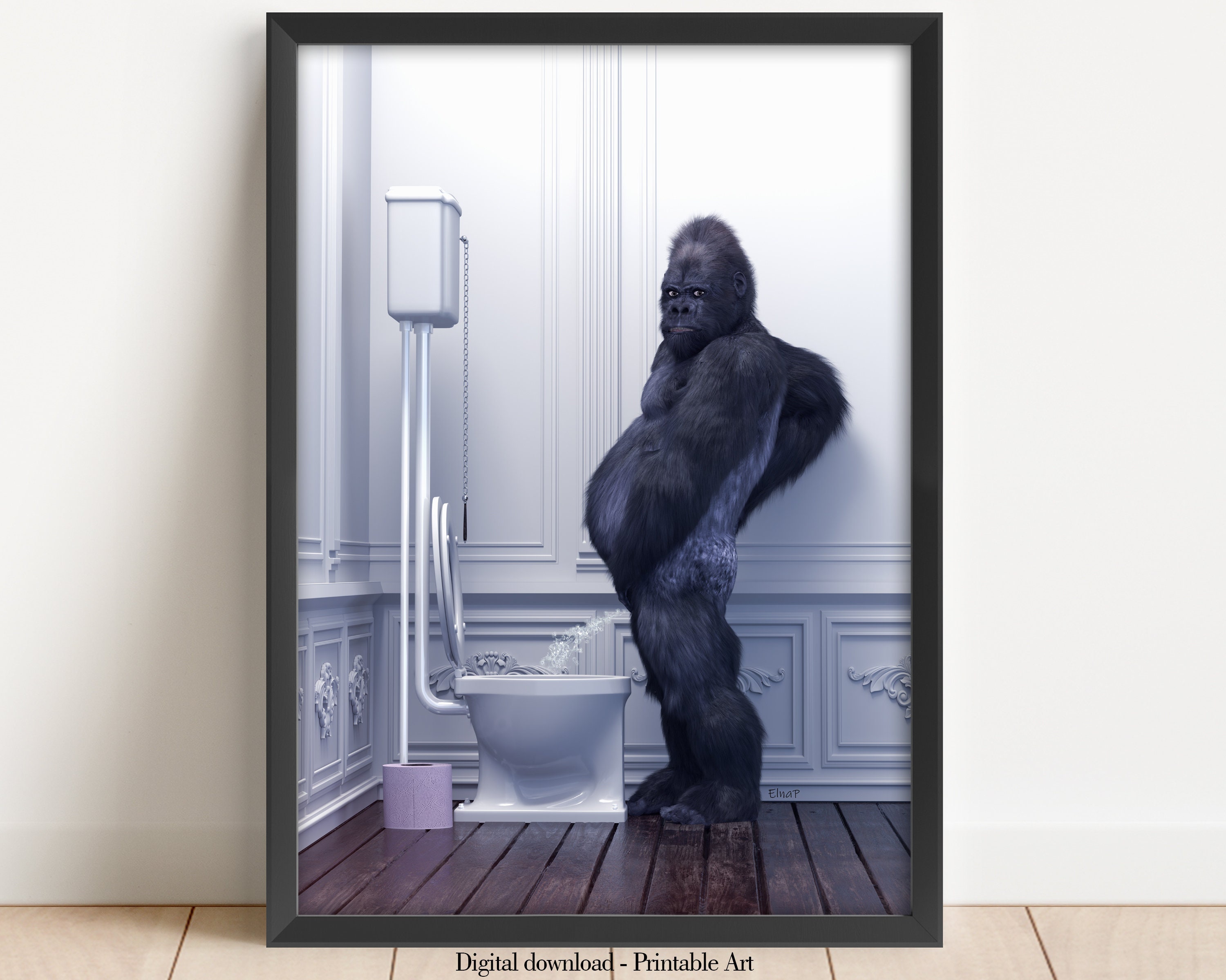 Funny Animal in the Toiletanimals in Bath Tubbathroom Wall - Etsy