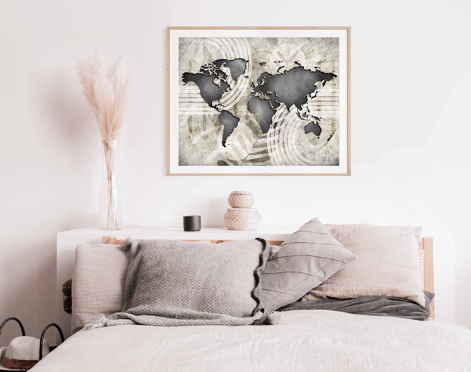 Printable Poster of the World Map in Wood Color, Map Wood Background ...