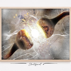 Synapses Watercolor Print, Neuroscience Art, Neurotransmitter, Synapse ...