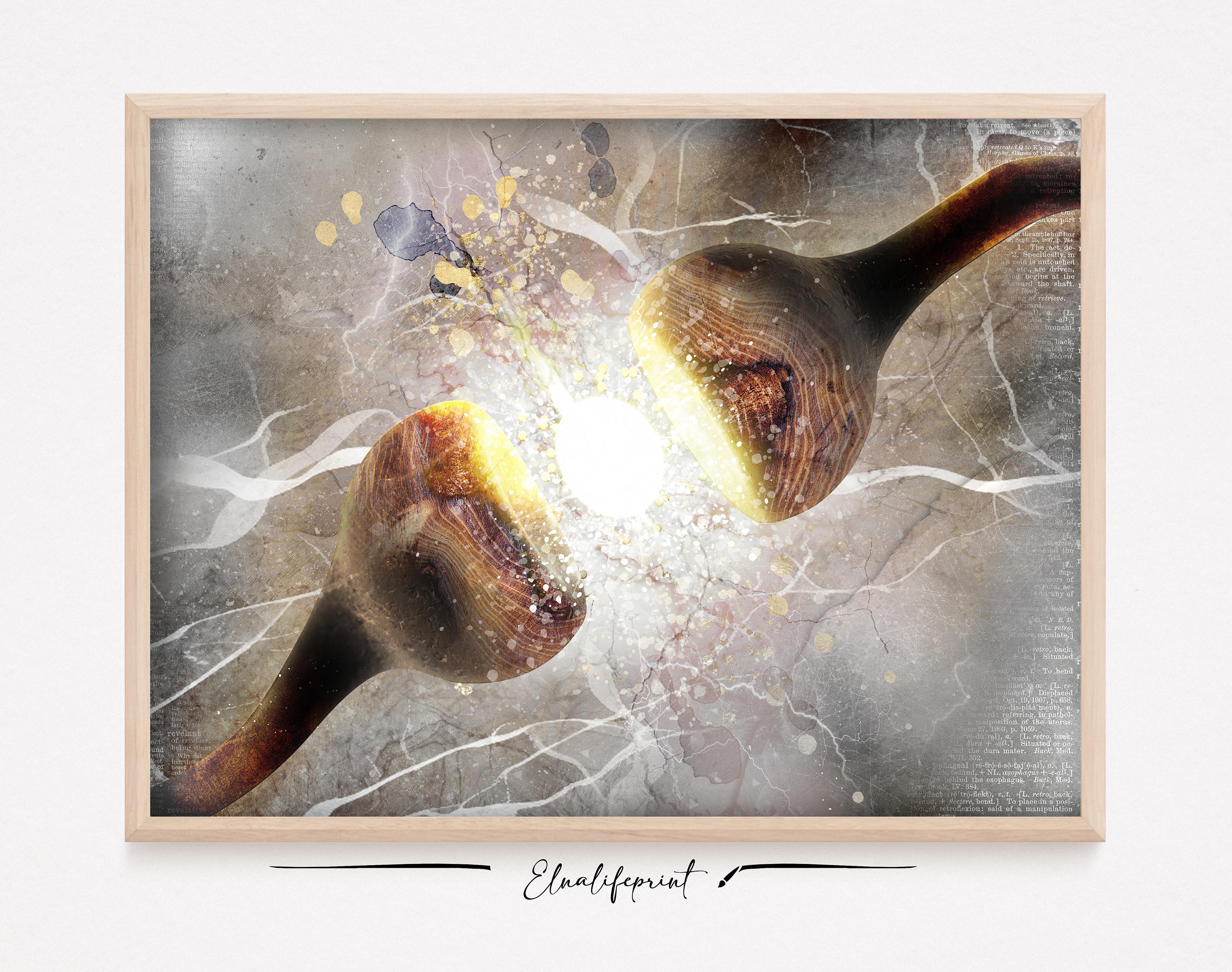 Synapses Watercolor Print, Neuroscience Art, Neurotransmitter, Synapse ...