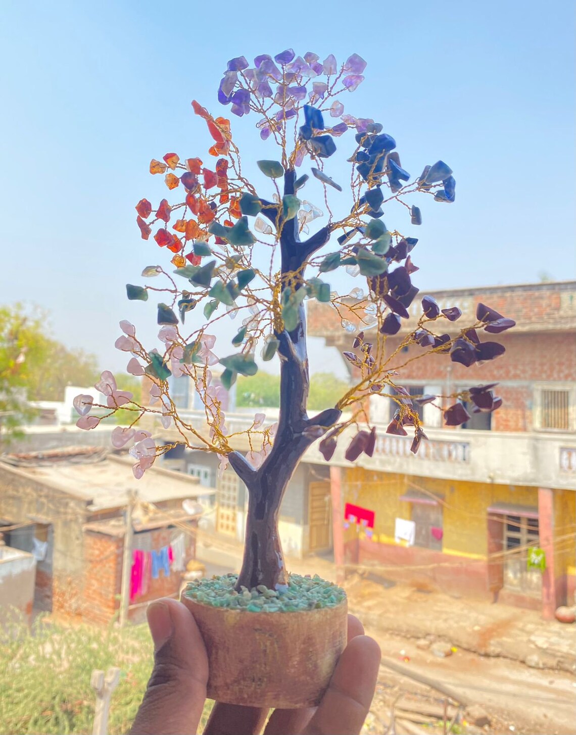 Seven Chakra Handmade Decor Tree, Gemstone Tree of Life Home and Office ...