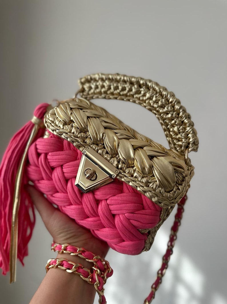 Metallic Bag , Handmadebag , Hand Women Bag , Crochet Bag, Designer Bag ...