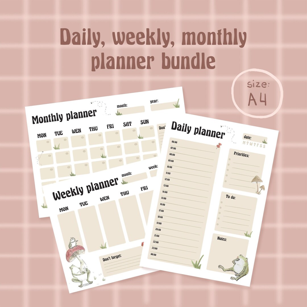 Cute Monthly Calendar / Weekly Planner / Daily Planner/ Printable To-do ...