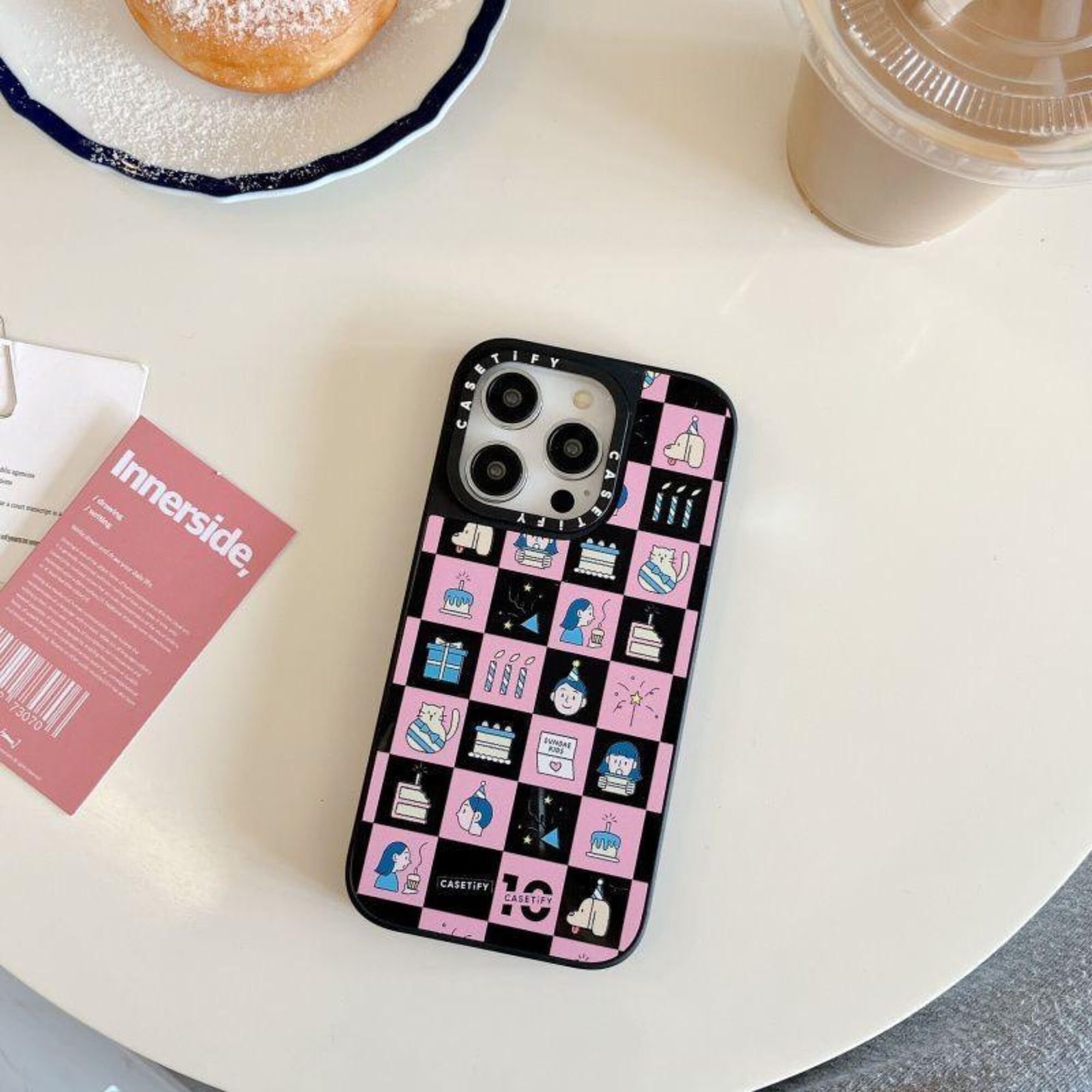 Castify Iphone Case 11 12 13 14 Series Grid Black Pink Cute - Etsy Canada