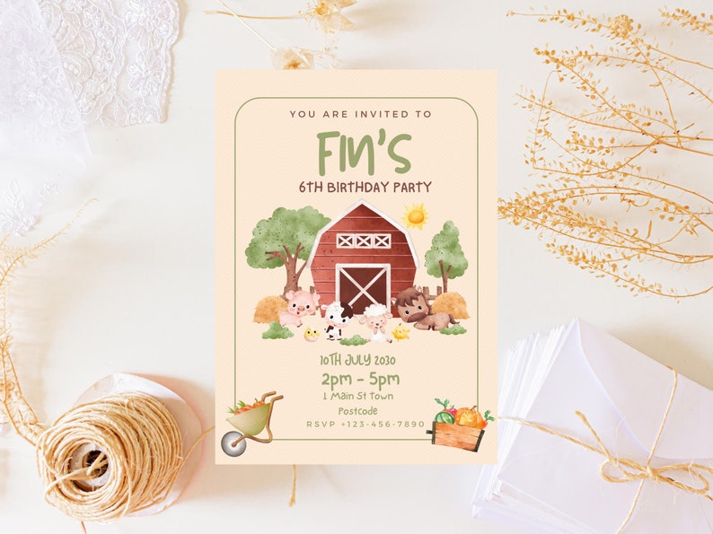 Editable Farm Birthday Invitation,farm Party Invite,farm Birthday ...