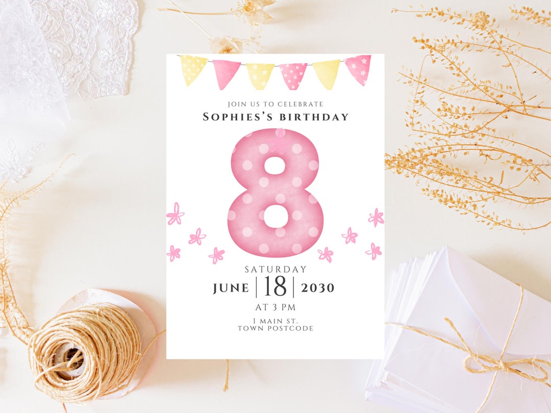 Editable Birthday Invitation, Number Party Invite, Birthday Invitation ...