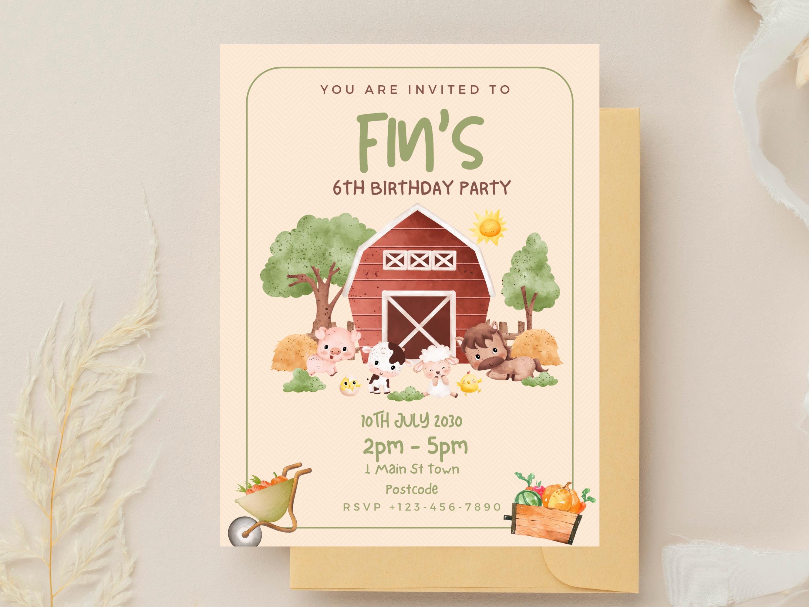 Editable Farm Birthday Invitation,farm Party Invite,farm Birthday ...