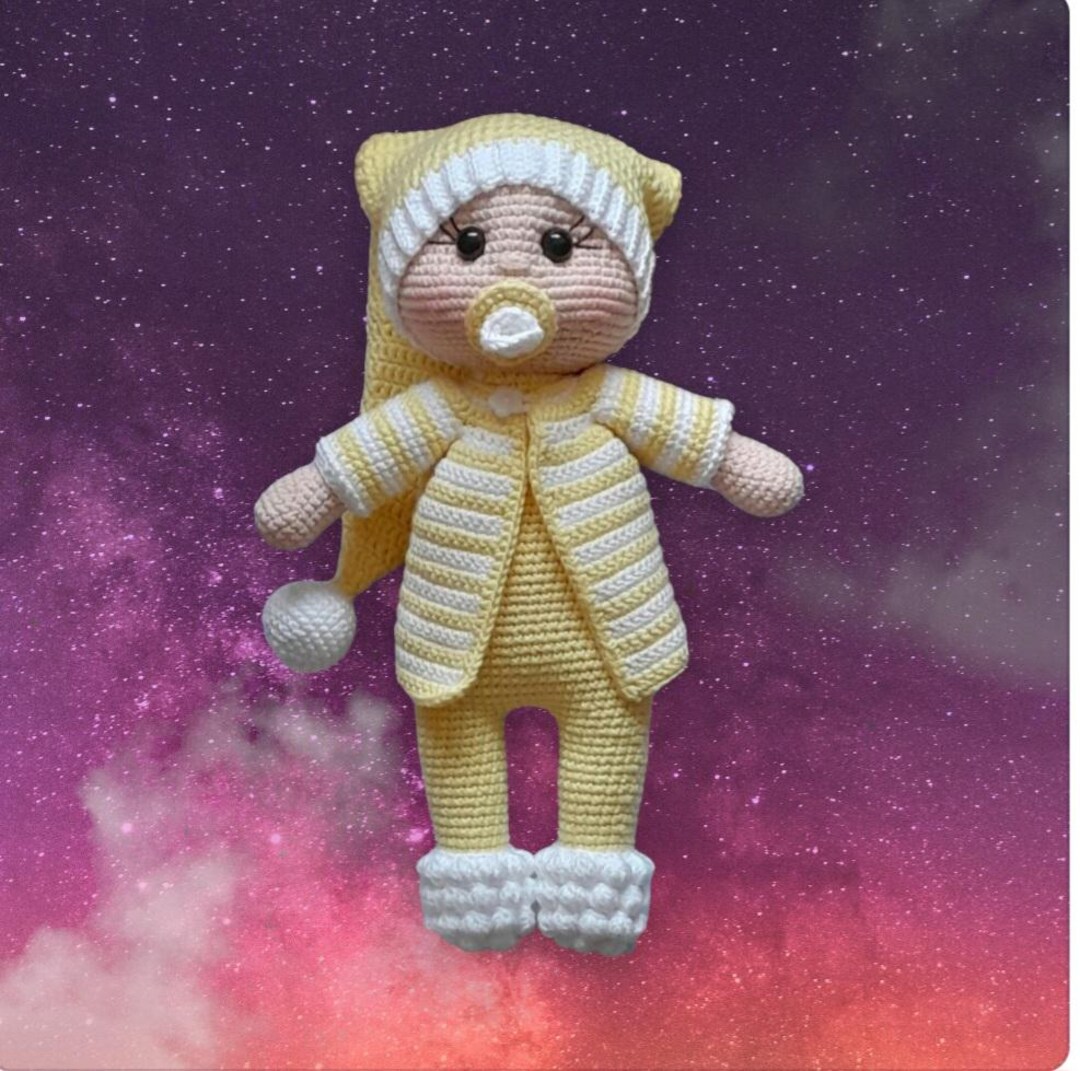 Sweet Handmade Yellow Doll,soft Organic Cotton Toy for Babies,crochet ...