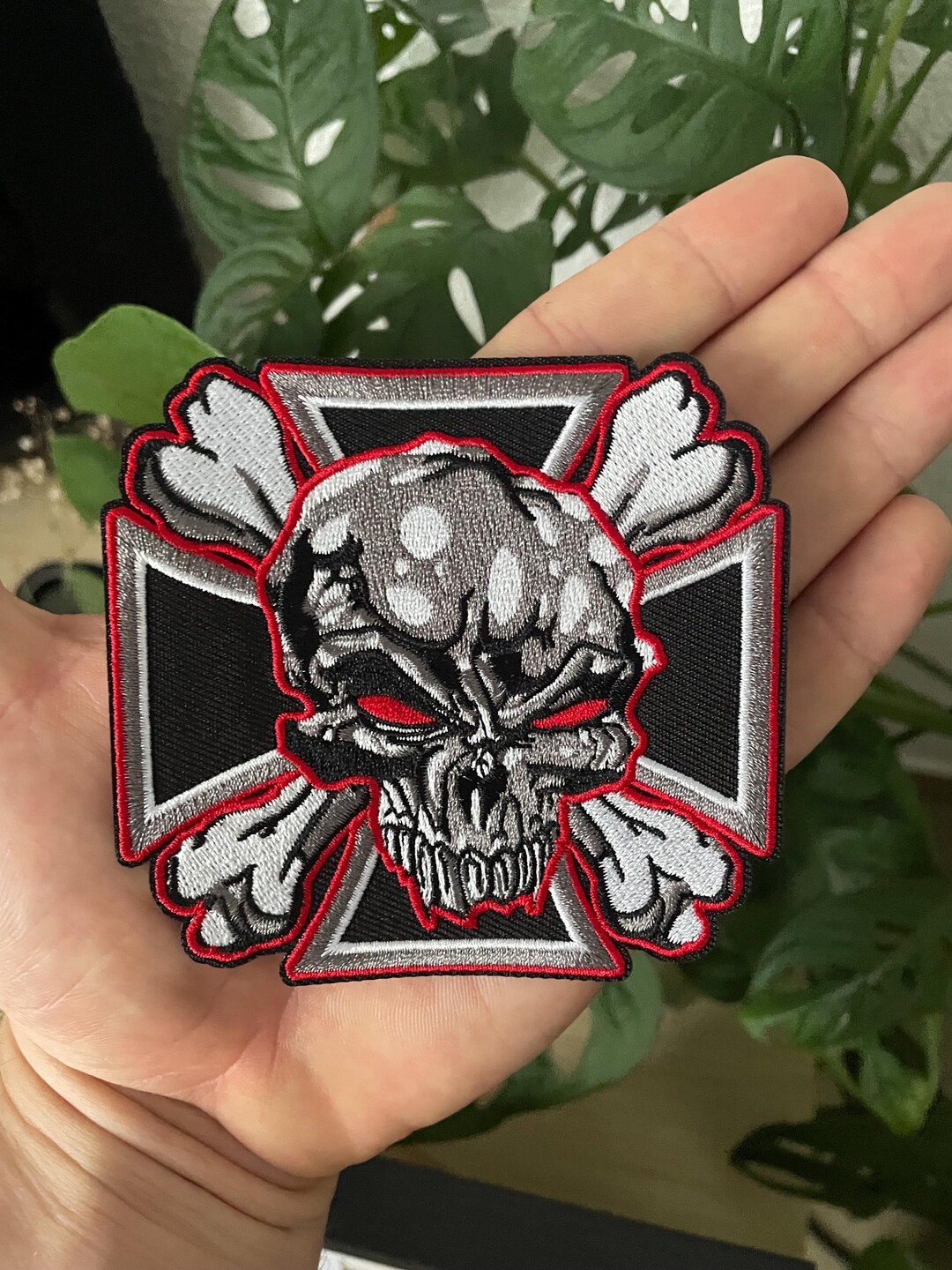 Patch Skull With Cross for Biker. Harley Davidson, Yankee. the Perfect ...