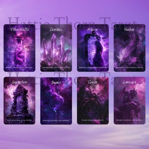 Cosmic Witch Oracle • 45 Card Deck • Celestial Purple Magic • Silver ...