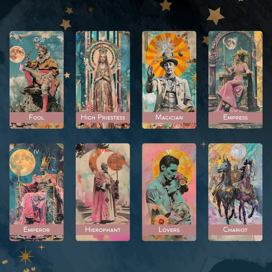 Magic Mosaic Tarot • 78-card Deck • Retro Collage Celestial Style ...