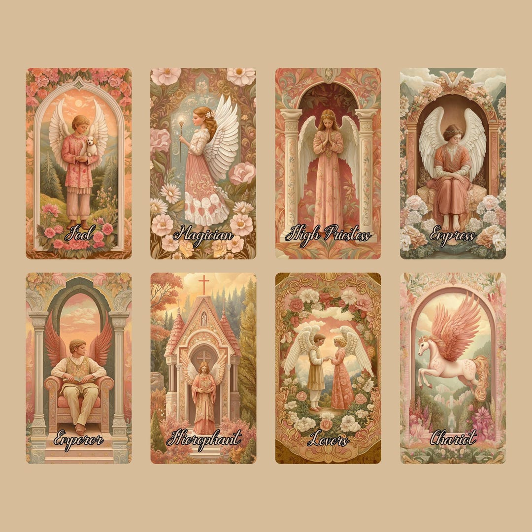 Angelic Bloom Tarot • 78 Card Celestial Tarot Deck • Angel-themed ...