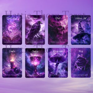 Cosmic Witch Oracle • 45 Card Deck • Celestial Purple Magic • Silver ...