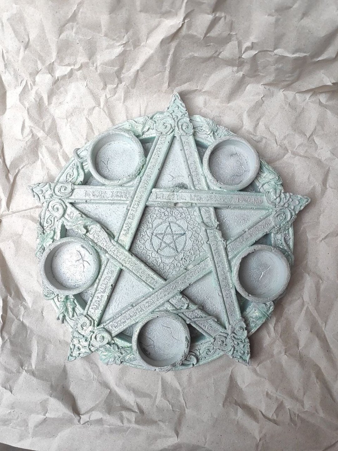 Pentacle Altar Gothic Pentagram Candle Holder Pagan Incense Holder ...