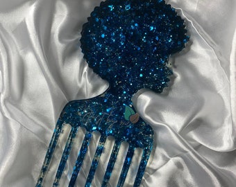 Resin Afro Hair Comb Blue Ocean - Etsy
