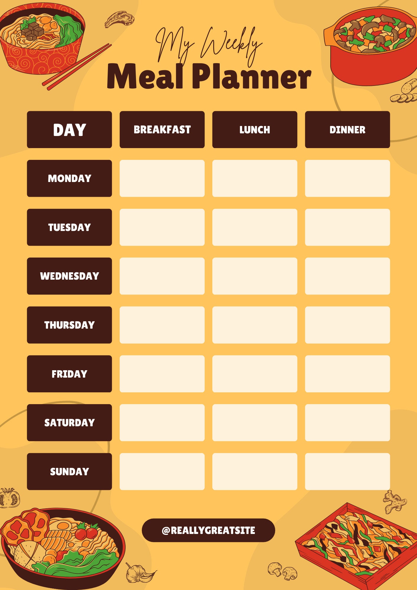 Easy Weekly Meal Planner Menu - Etsy