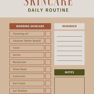 Skin Care Routine Planner - Etsy