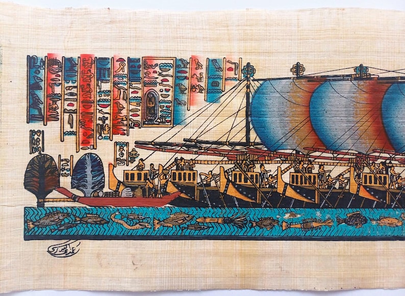 Egyptian Papyrus Painting of a Fishing Vessel | the Nile River ...