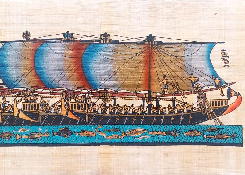Egyptian Papyrus Painting of a Fishing Vessel | the Nile River ...
