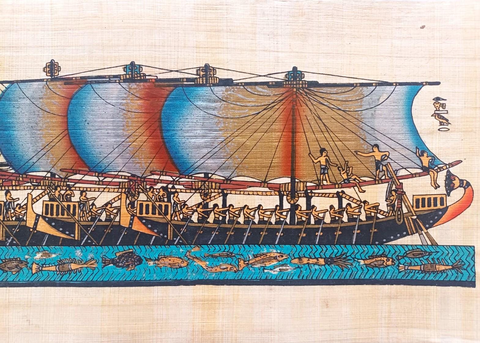 Egyptian Papyrus Painting of a Fishing Vessel | the Nile River ...