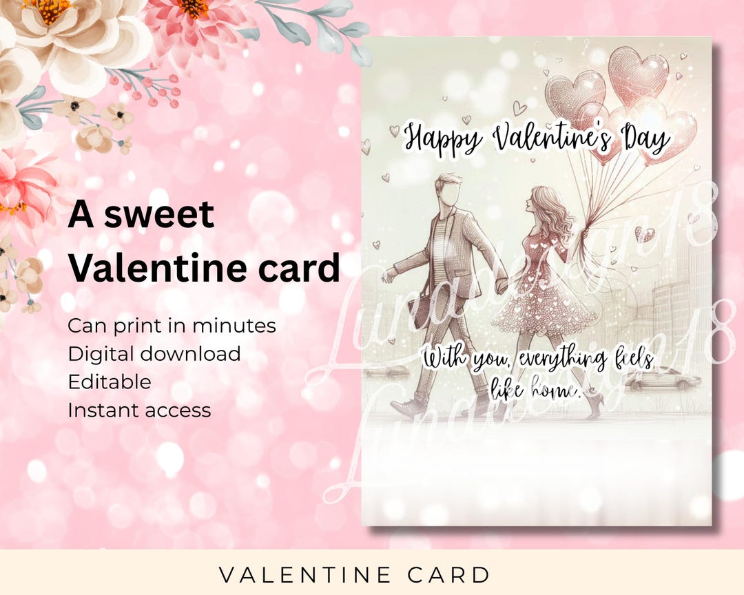 Editable Couple Valentine Card | Couple Gift Card - Etsy