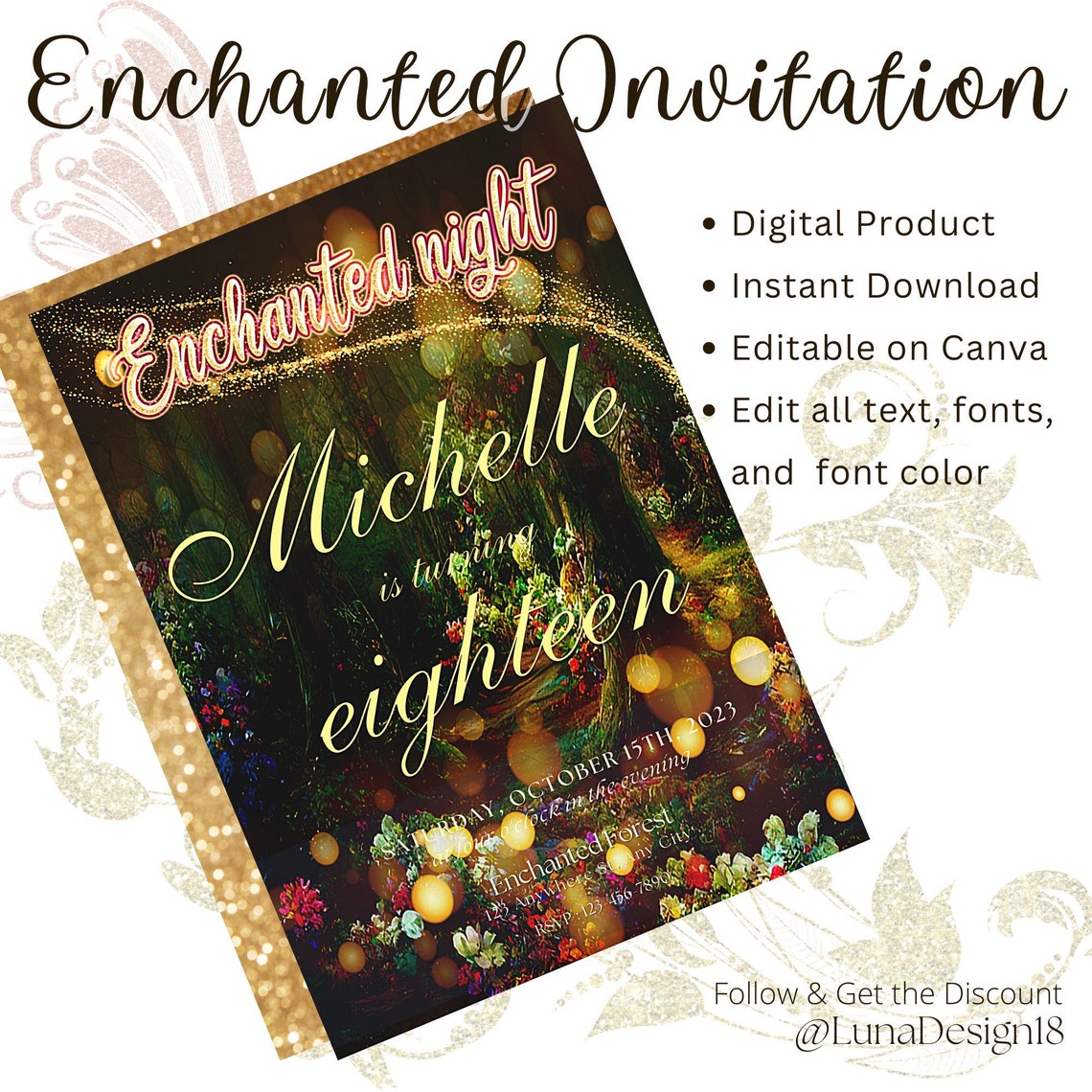 Enchanted Invitation, Editable Invitation, Digital Invitation, Birthday ...