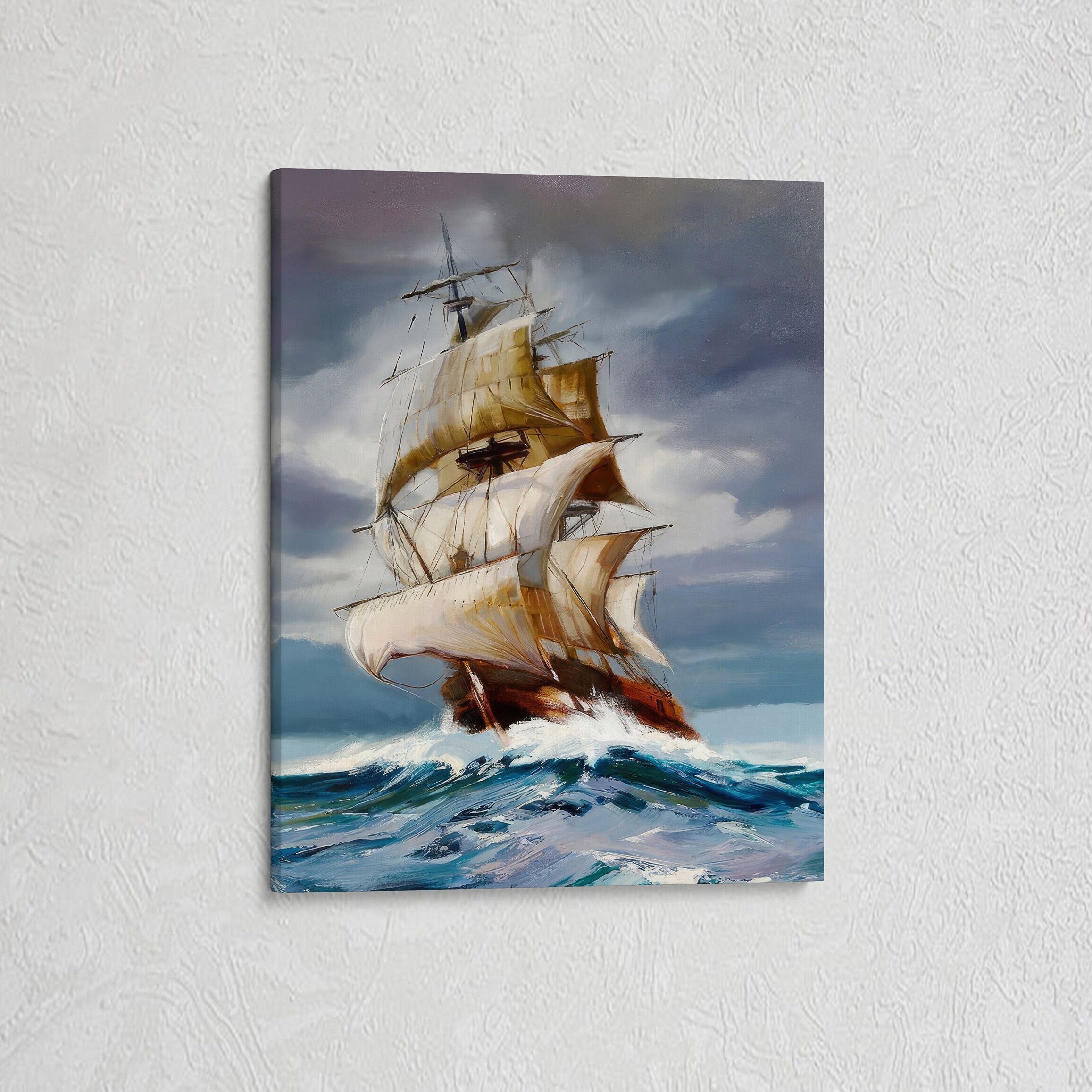 Ship, Pirate Ship Painting, Rowing Boat Wall Art, Huge Canvas Wall Art ...