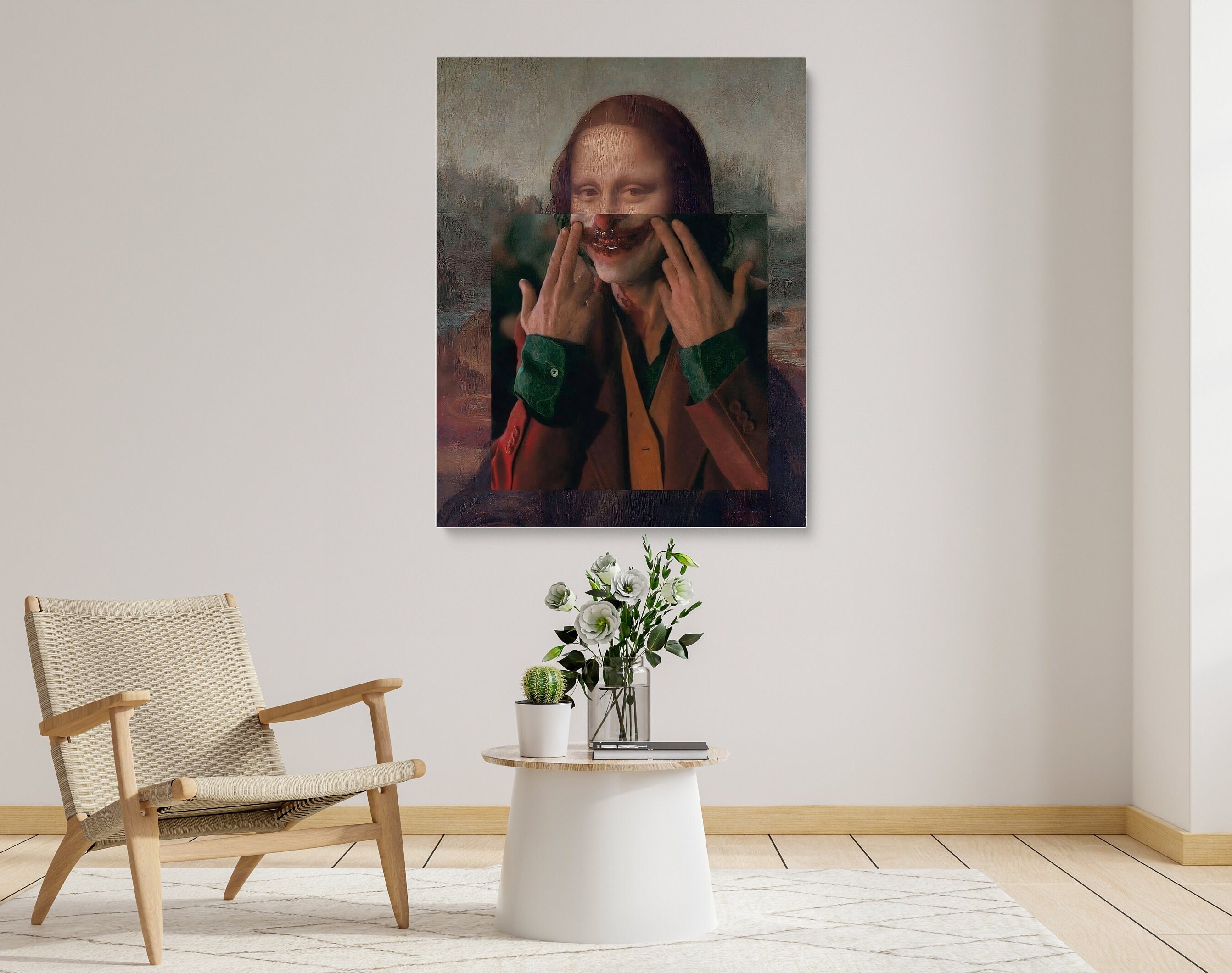 Mona Lisa Joker Smile, Mona Lisa Canvas Wall Art, Joker Canvas Wall Art ...