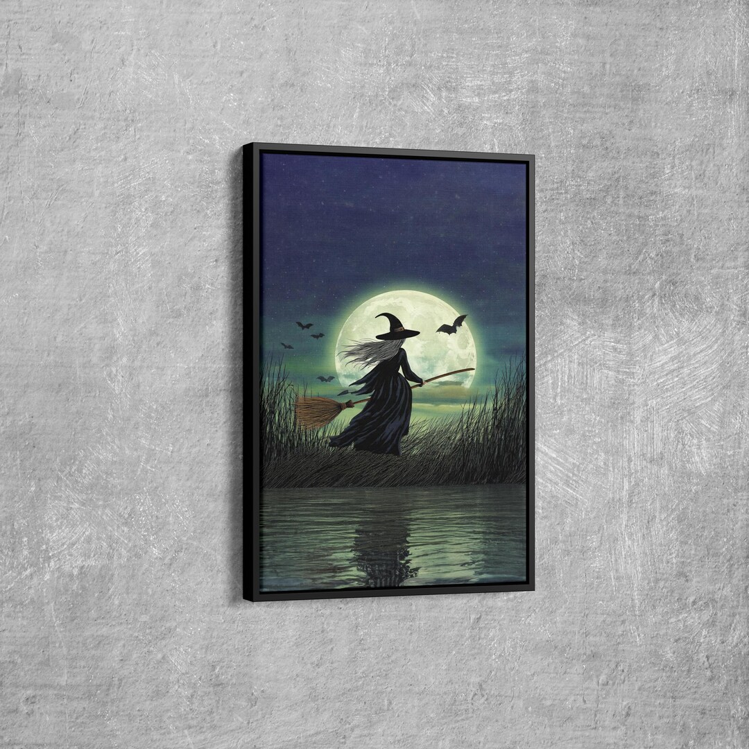 Witching Poster, Witchy Wall Decor, Halloween Prints, Flying Witch ...