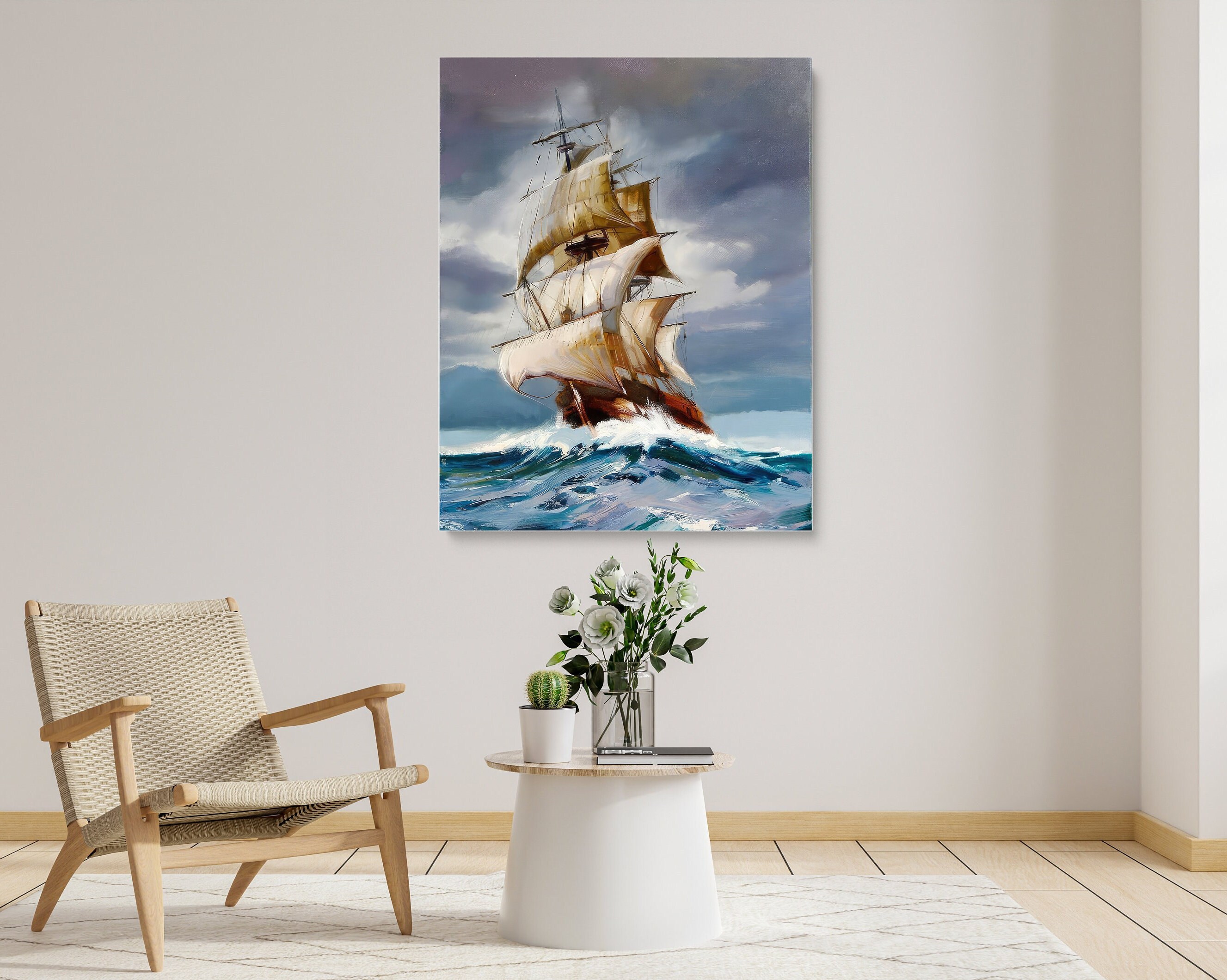 Ship, Pirate Ship Painting, Rowing Boat Wall Art, Huge Canvas Wall Art ...