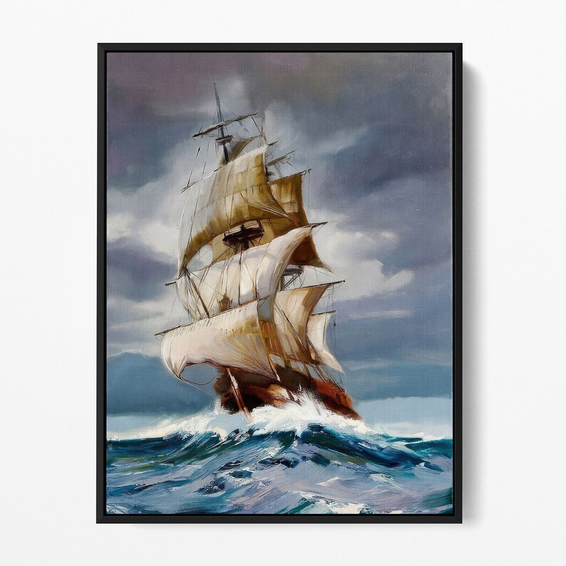 Ship Pirate Ship Painting Rowing Boat Wall Art Huge Canvas - Etsy