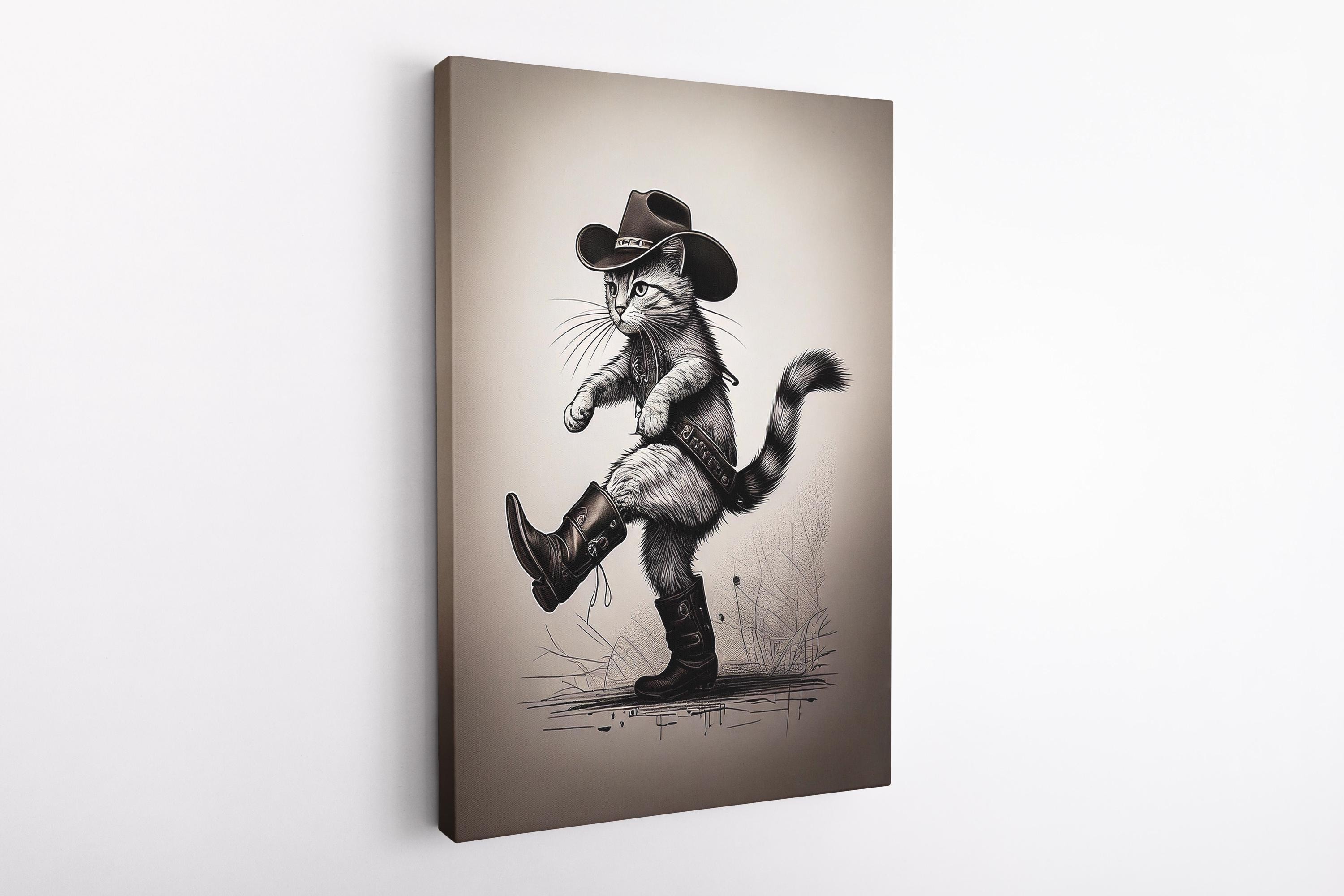 Cowboy Cat Poster, Cowboy Cat Art, Western Poster, Cat Lover Gift ...