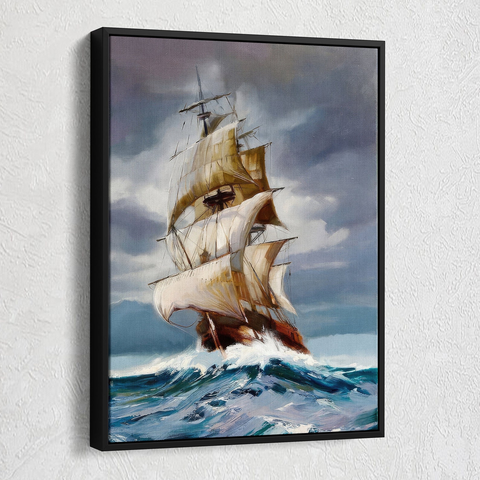 Ship, Pirate Ship Painting, Rowing Boat Wall Art, Huge Canvas Wall Art ...
