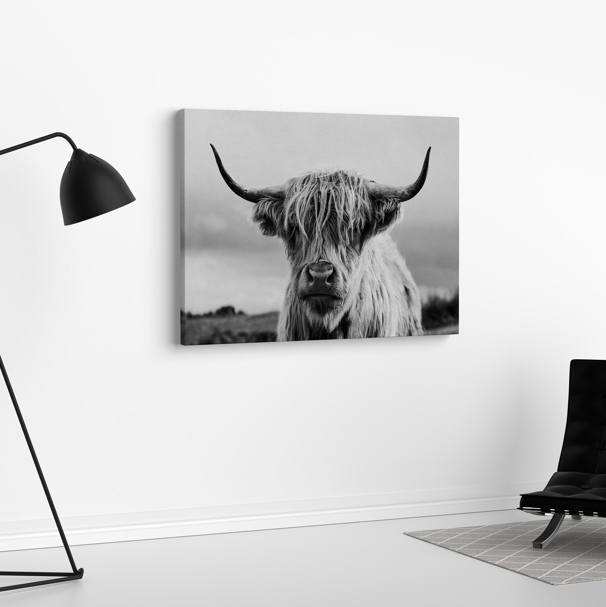 Scottish Highland Cow, Cow Canvas Wall Art, Nature Canvas Wall Art ...