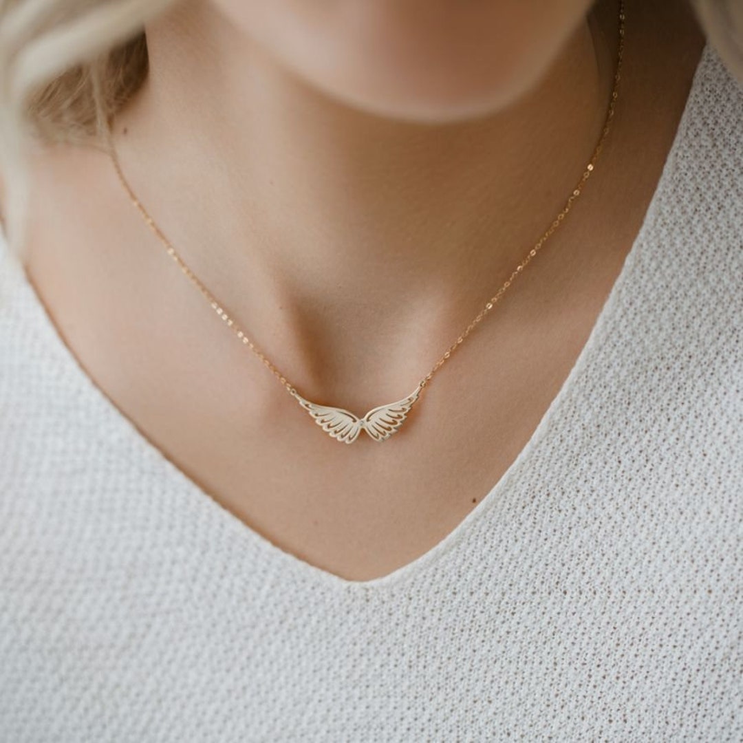 Angel Wings Necklace , Wings Name Necklace , Valentines Gift , Guardian ...