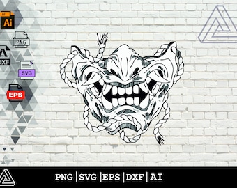 Hannya Demon Mask SVG Japanese Tattoo Samurai Warrior Oni Mask Asian ...