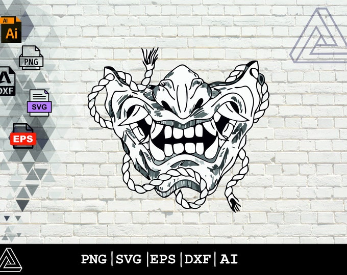 Hannya Demon Mask SVG Samurai Japanese Warrior Oni Mask Asian Art ...