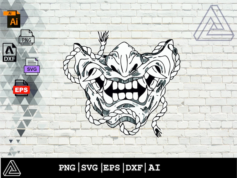 Samurai Mask SVG Demon Japanese Warrior Oni Mask Asian Art Tattoo Ink ...